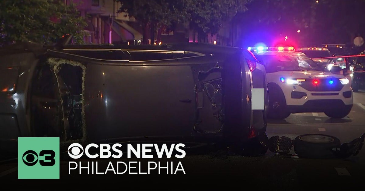 Car flips on its side in South Philadelphia crash - CBS Philadelphia