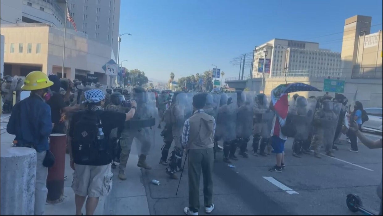 Immigration enforcement protesters march on downtown LA streets on July ...