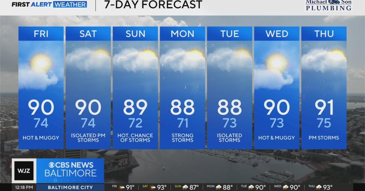Isolated storms, humid weather in Maryland for the weekend - CBS Baltimore