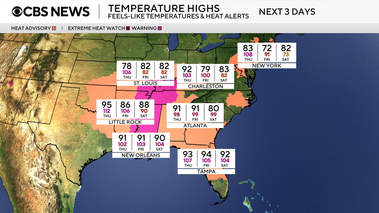 Maps show much of the U.S. under heat advisories as high temperatures ...