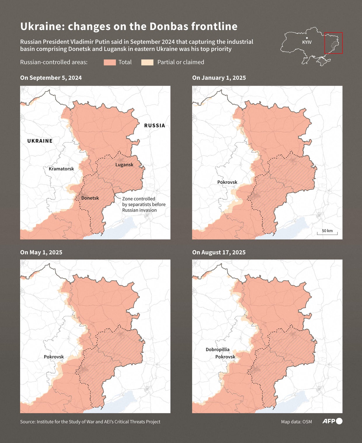 Maps show Ukrainian territories claimed by Russia amid talks on ...