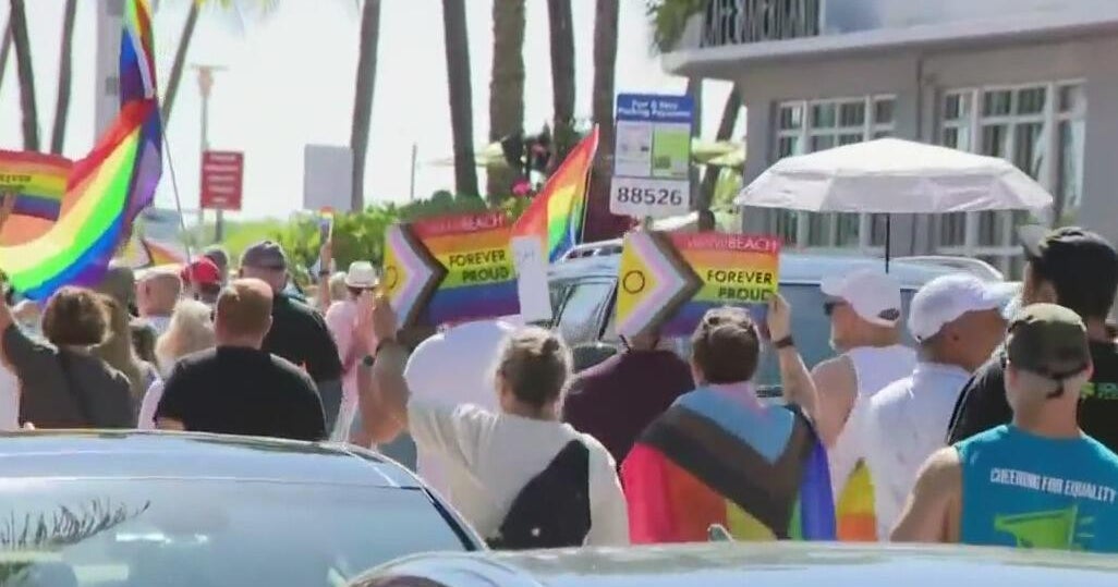 Miami Beach protest over state's order to remove rainbow-colored ...