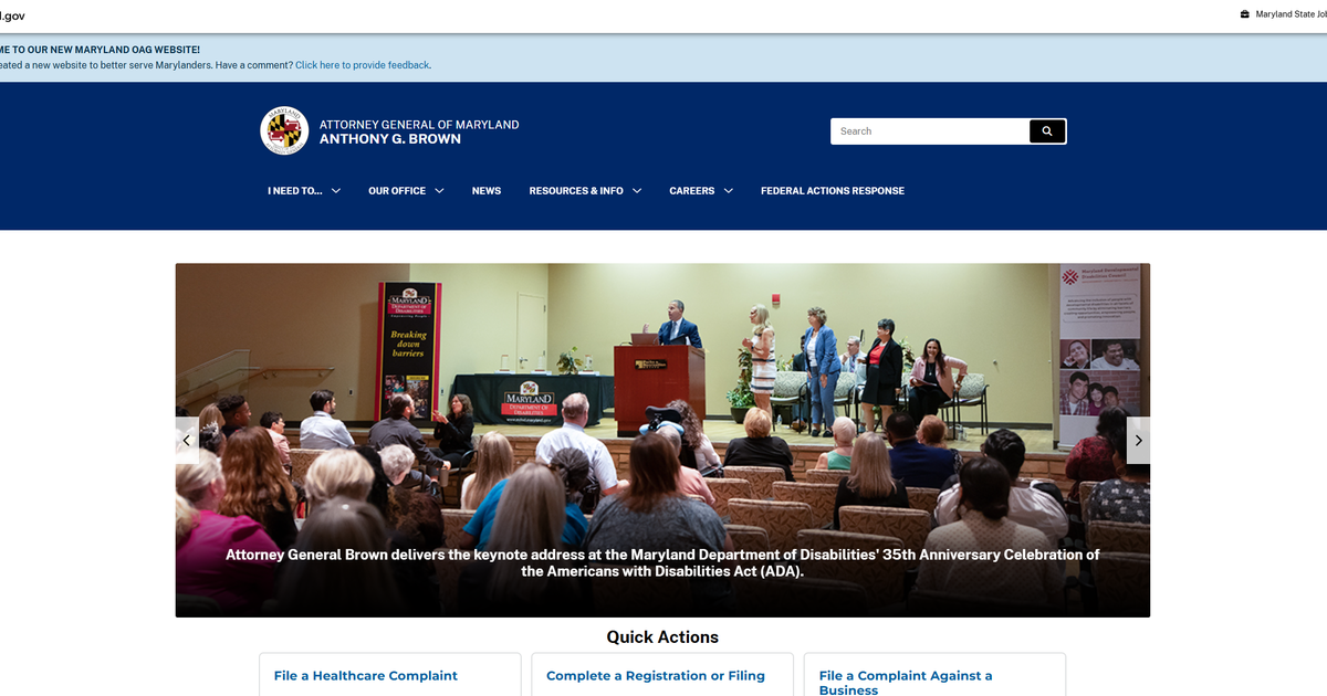 Maryland Attorney General's office unveils new website - CBS Baltimore