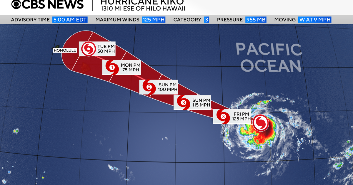 Maps show Hurricane Kiko's path and forecast as it moves west toward ...