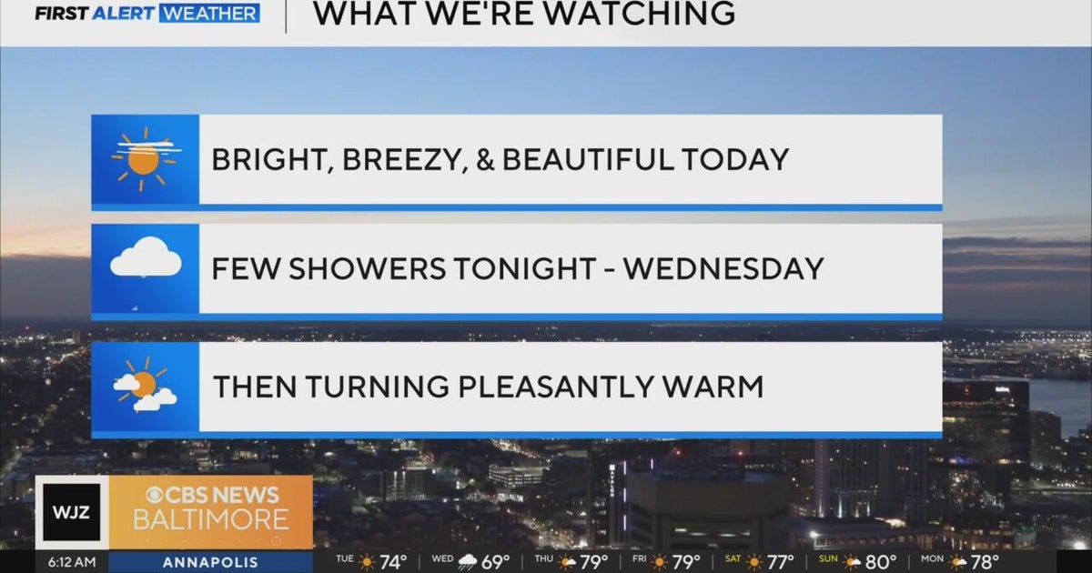 Bright, breezy Tuesday in Maryland, more pleasant weather ahead - CBS ...