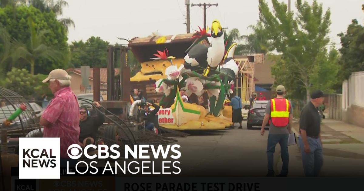 Rose Parade floats go out for a test ride - CBS Los Angeles