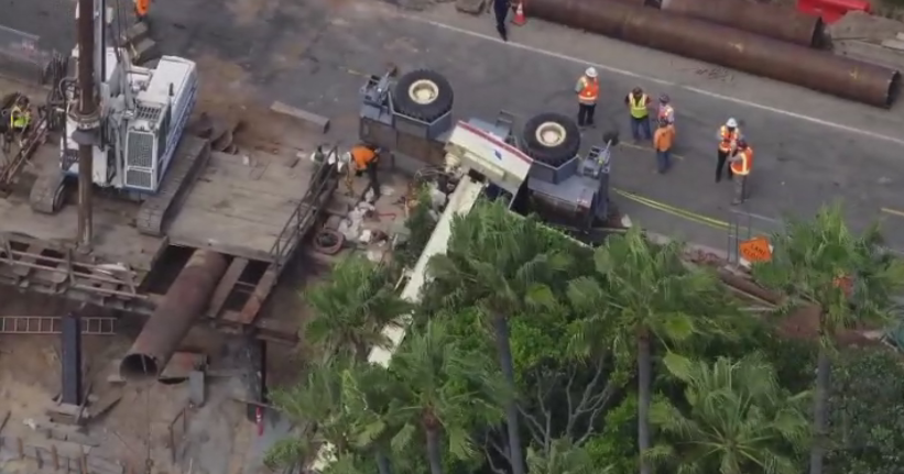 Person rescued in Malibu after construction crane overturns - CBS Los ...