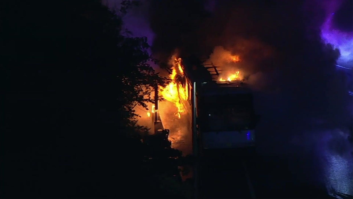 NJ Turnpike eastern spur hit with delays after bus fire in Secaucus ...