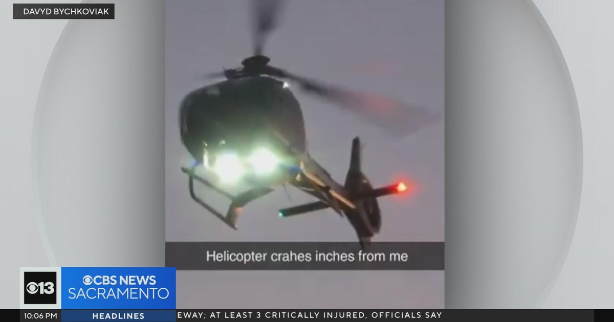 Video shows helicopter crash on Highway 50 in Sacramento - CBS Sacramento