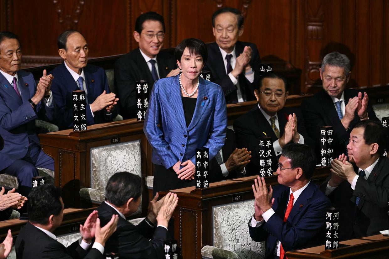 Sanae Takaichi becomes Japan's first female prime minister, as fellow lawmakers select the ...