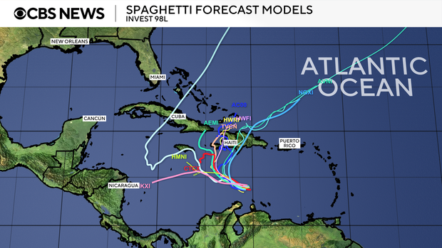 Tropical Storm Melissa forms in the Atlantic. Maps show forecast path ...
