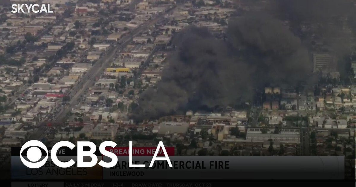Firefighters battle large Inglewood commercial building fire - CBS Los ...