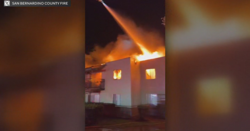 Fire rips through apartment complex in Rialto displacing families ...