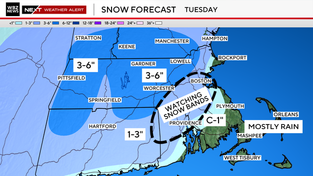 Massachusetts snow maps show possible totals for Tuesday storm in ...