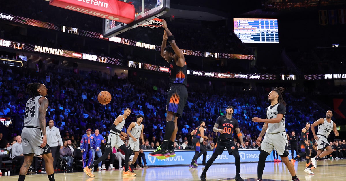 Knicks win NBA Cup after rallying to beat Spurs 124-113 - CBS New York