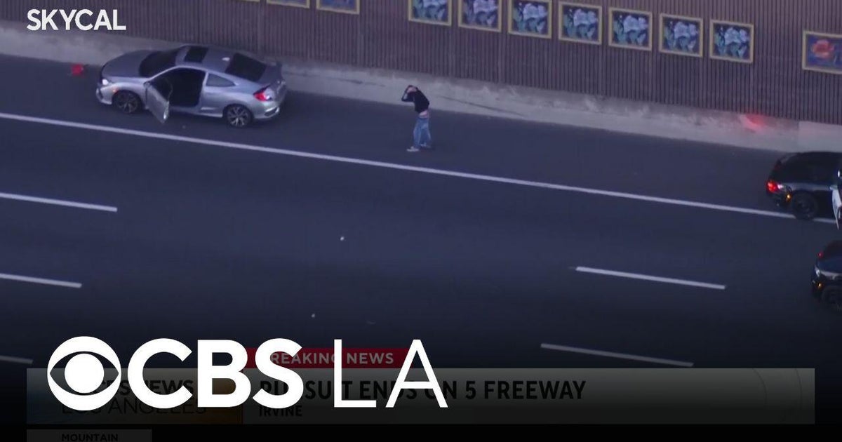 End of high-speed pursuit closes southbound 5 Freeway in Irvine - CBS ...