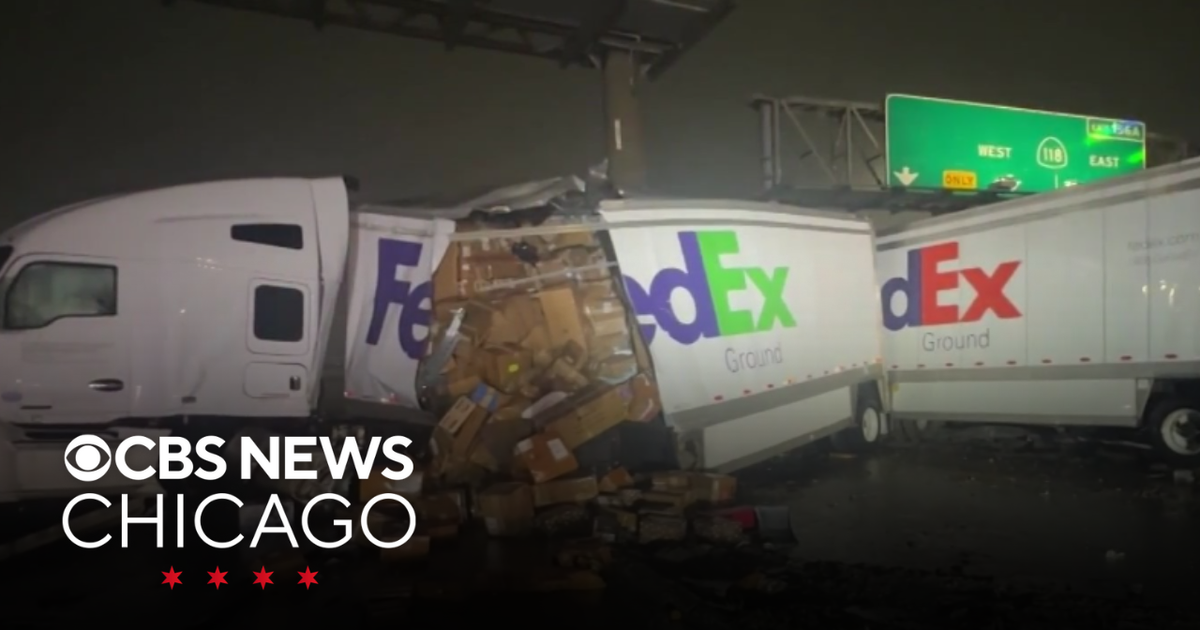 FedEx semi-trailer splits open - CBS Chicago