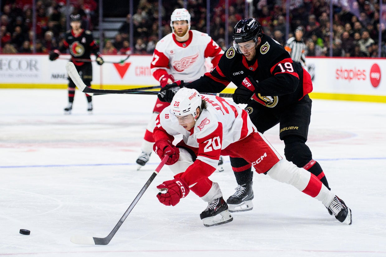 Red Wings pounce on Senators early, hold on for 5-3 win - CBS Detroit