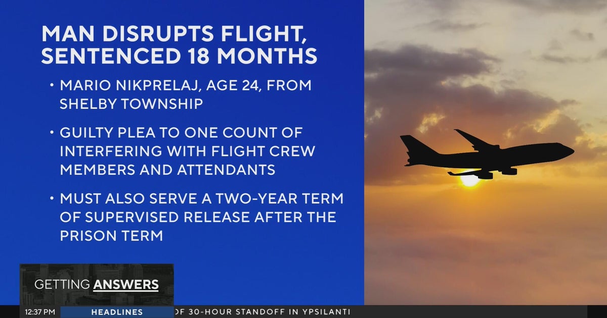 Unruly passenger aboard Detroit-bound flight gets 18 months in prison ...