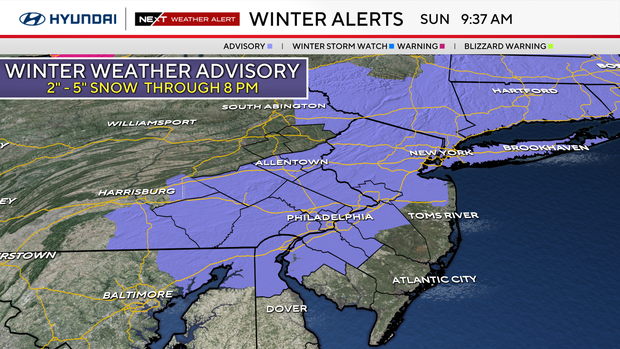 Slushy accumulating snow Sunday in Philadelphia area. Here's the ...