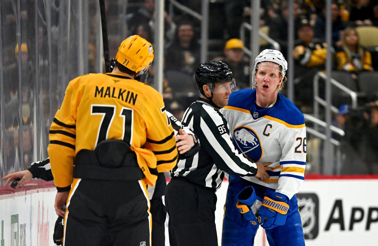 Penguins' Evgeni Malkin slashes Sabres' Rasmus Dahlin in the head - CBS ...