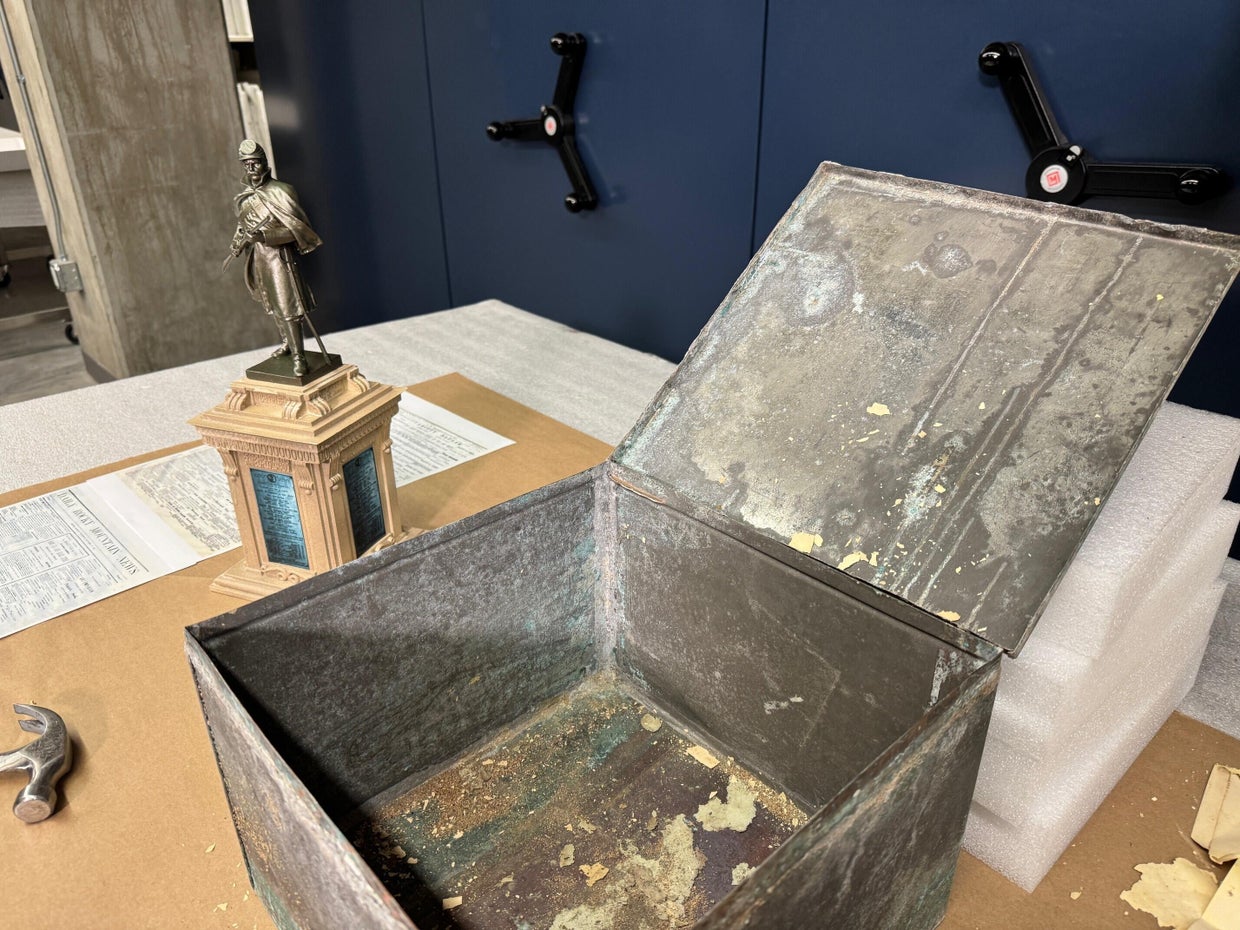Gov. Polis opens time capsule found under Civil War statue