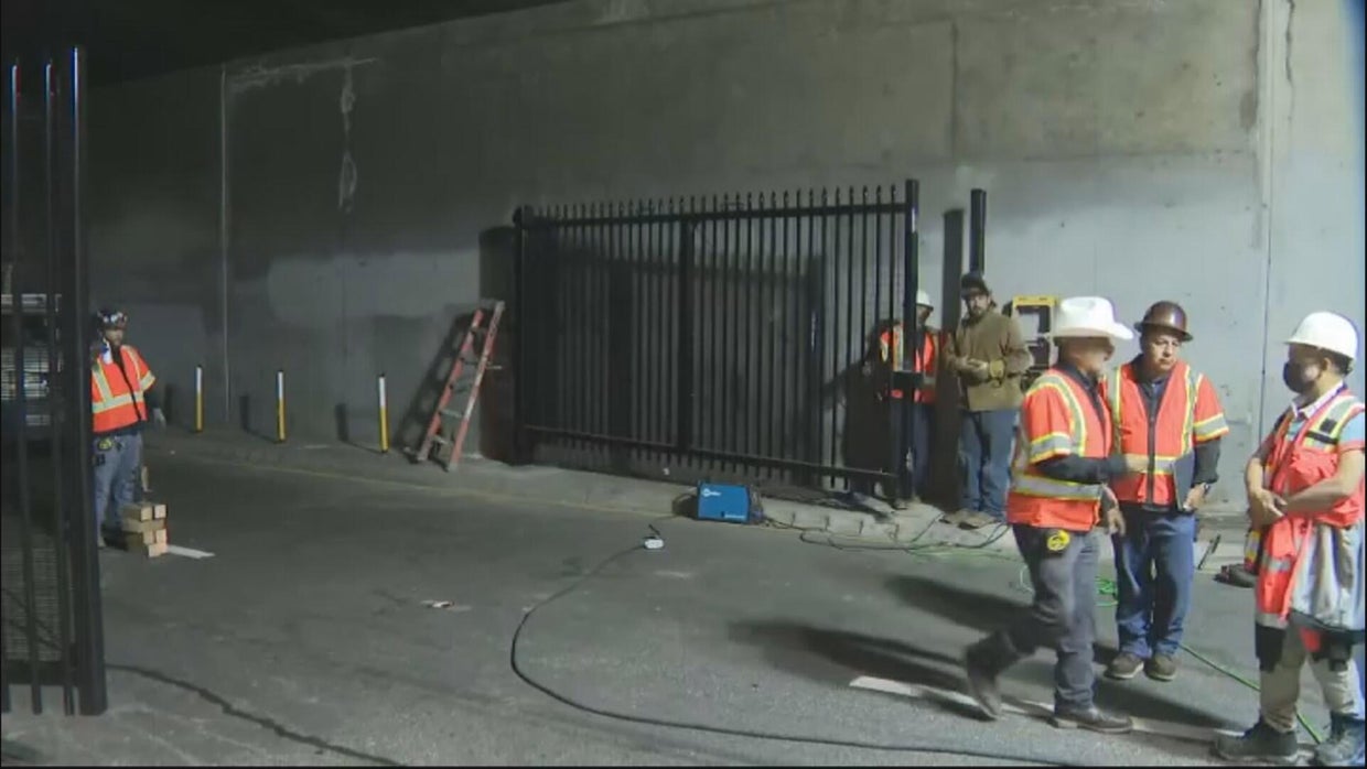 Ahead of LA "No Kings" protest, gates installed on downtown freeway ...