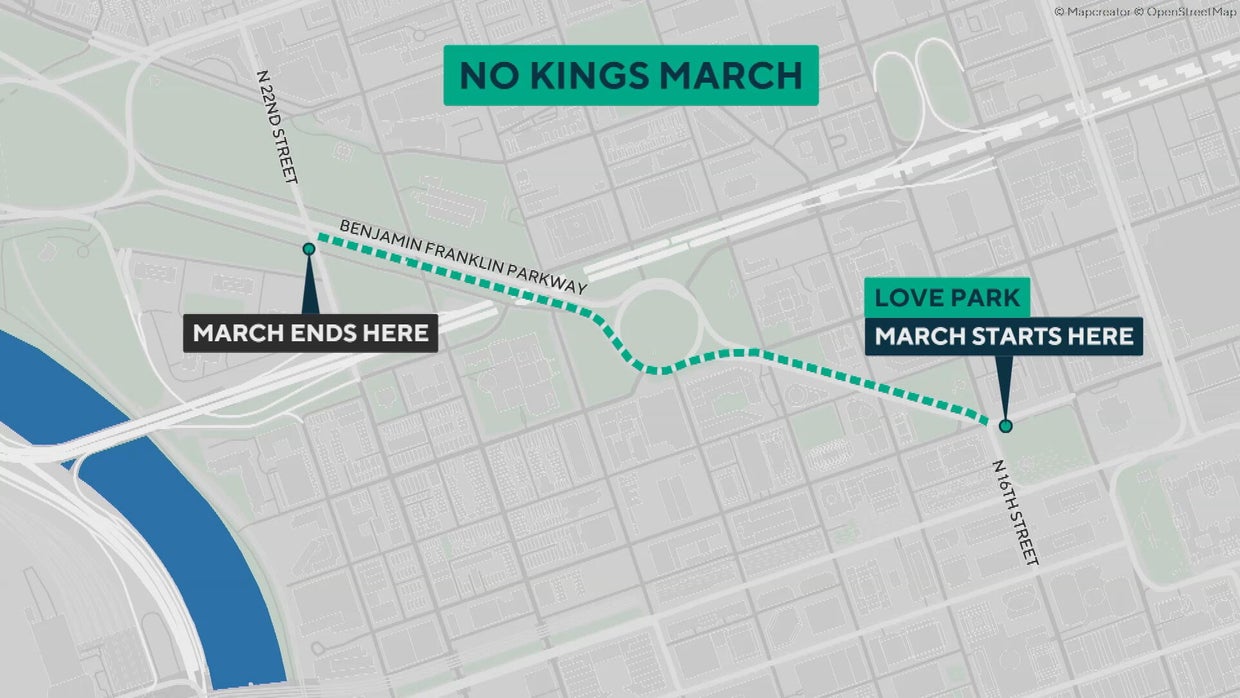 Philadelphia "No Kings" protest fills Benjamin Franklin Parkway - CBS ...