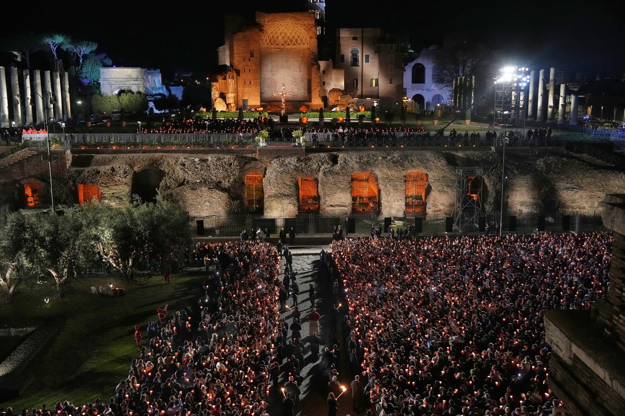 Pope Leo carries cross for all 14 stations during Good Friday ...