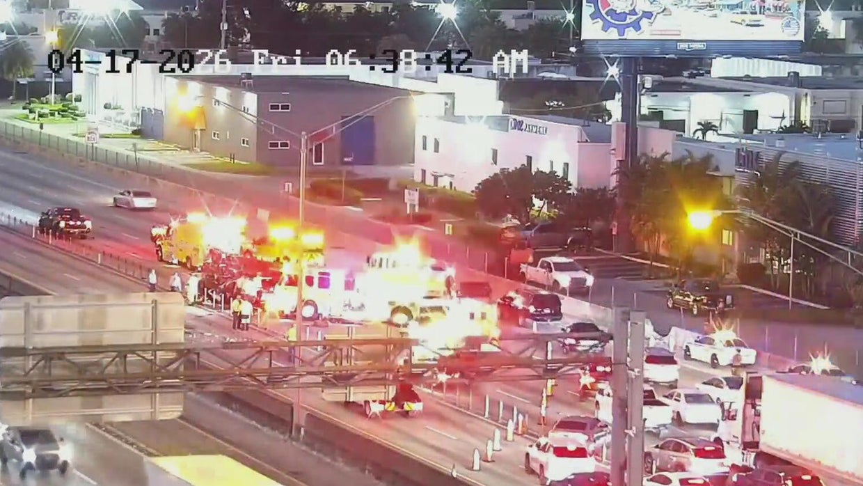 Truck crashes over wall, slams into vehicle on Palmetto Expressway ...
