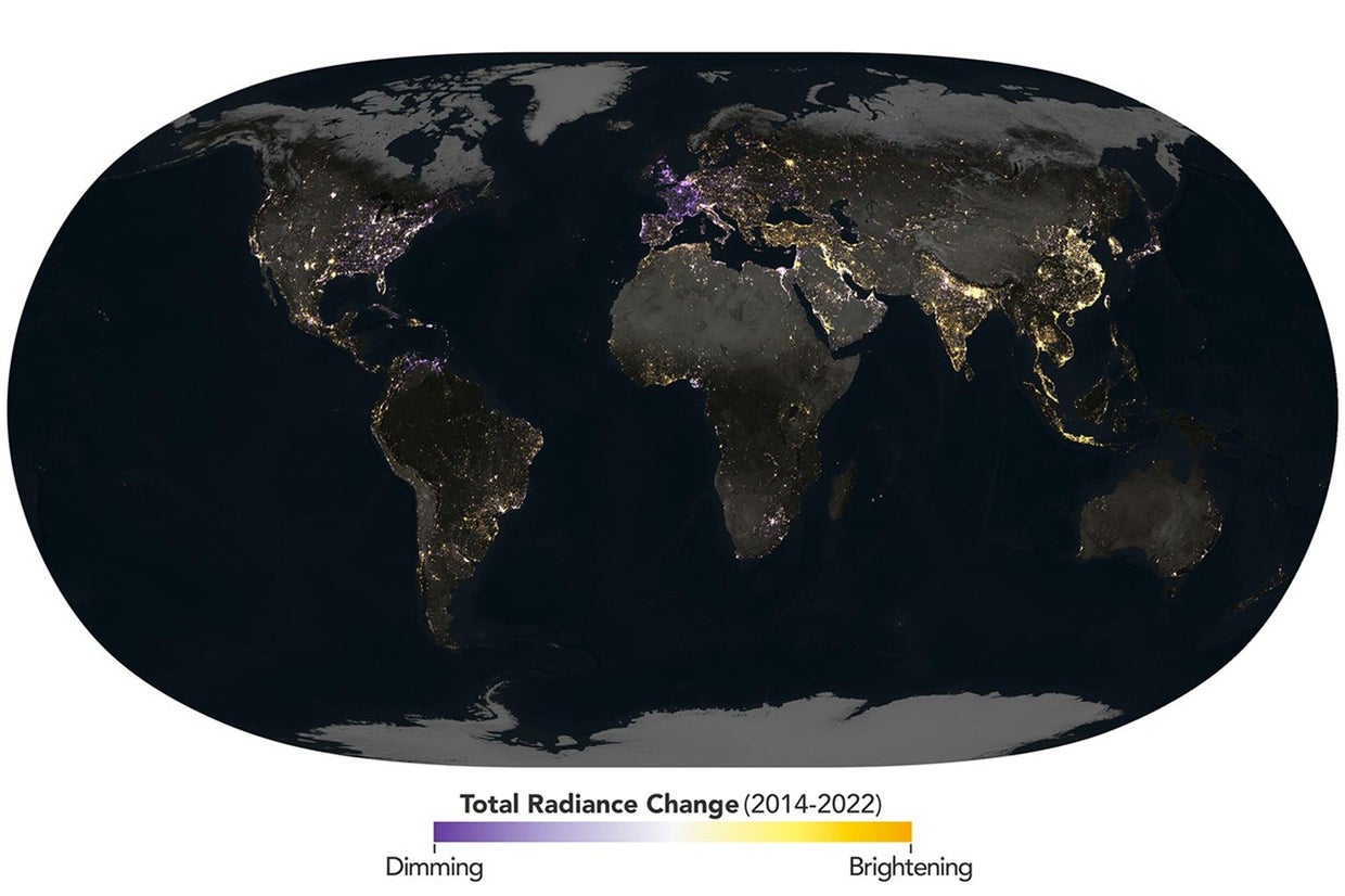 NASA maps show Earth's brightest and darkest regions at night - CBS News