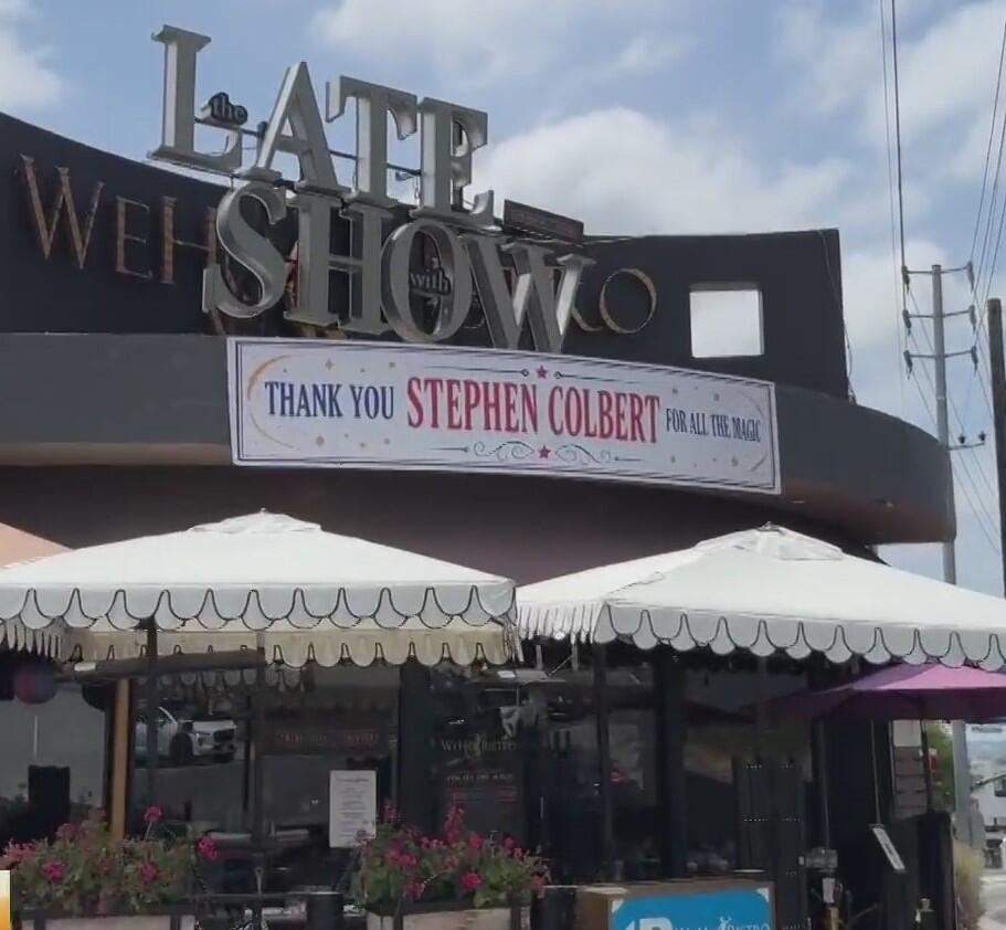 The Late Show with Stephen Colbert sign moves to a West Hollywood ...